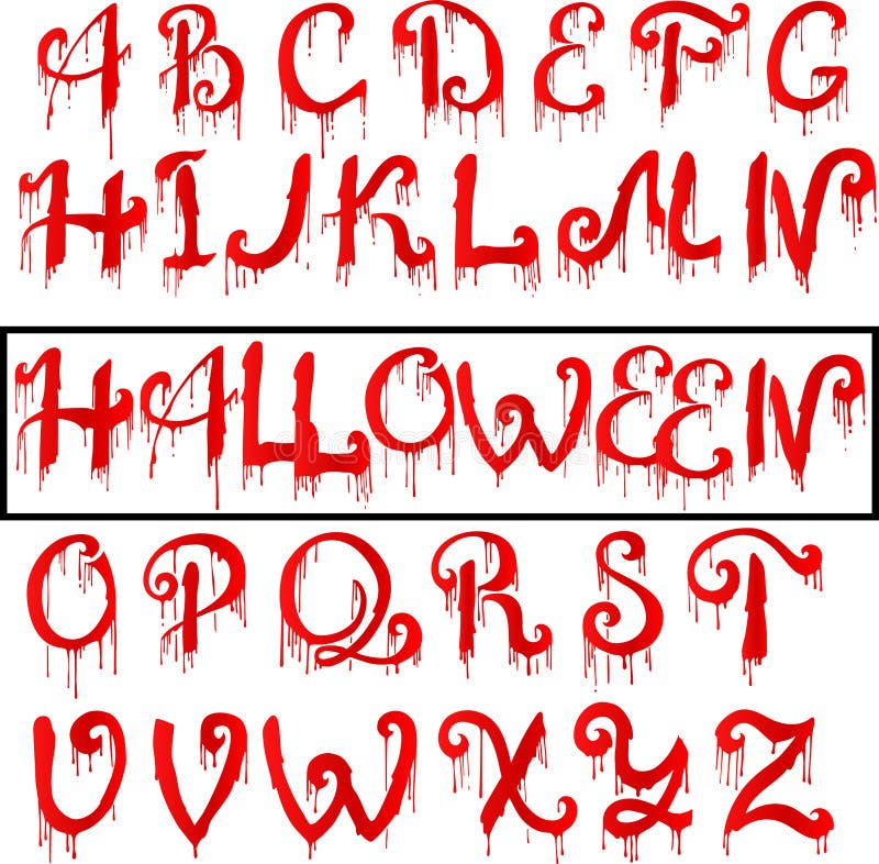 Red Blood Text. Halloween Horror Letters, Vector Illustration Stock ...
