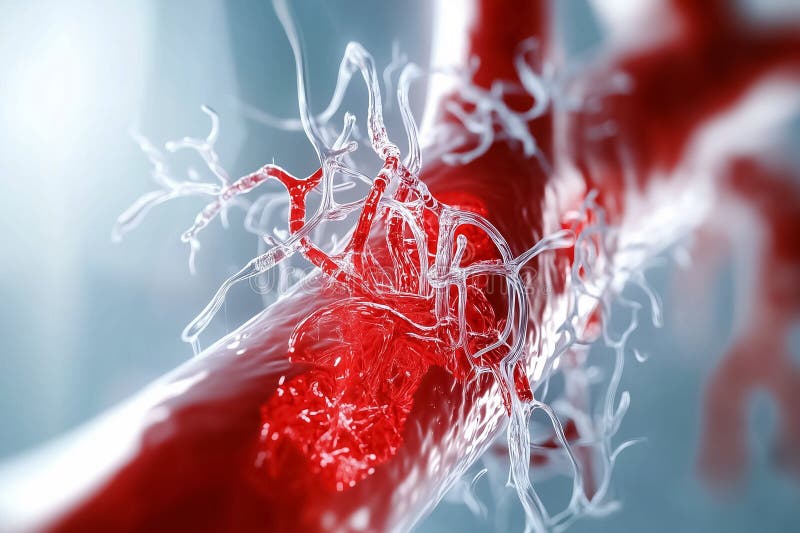 Red Blood Vessel Displaying Complex Network of White Cells Interacting ...