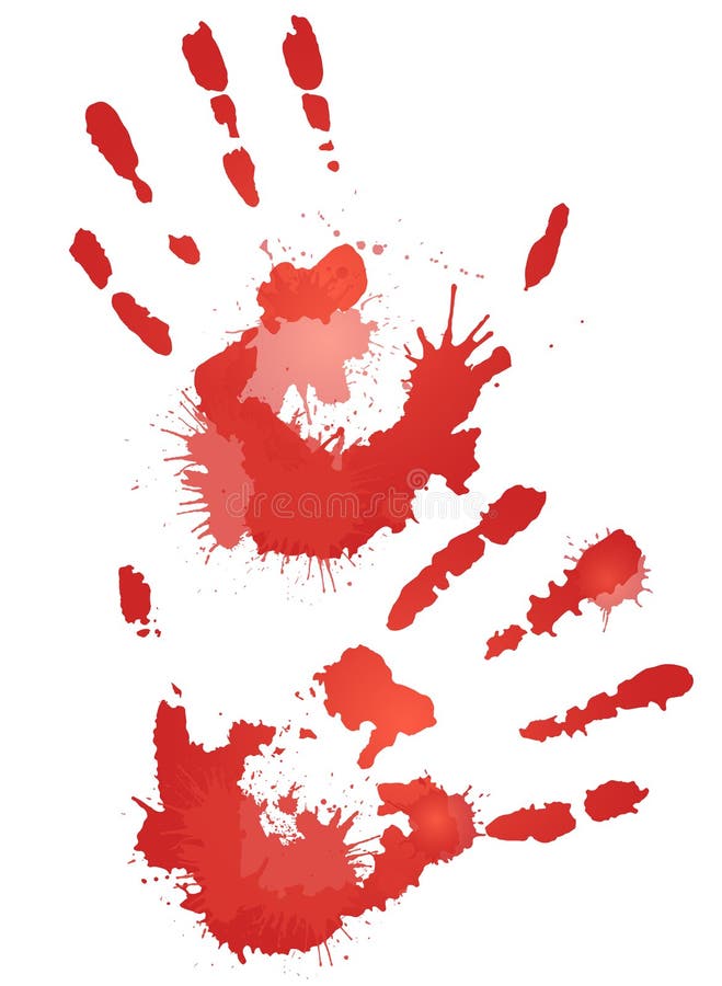 Red Bloody Hand Prints with Splashes. Stock Vector - Illustration of ...