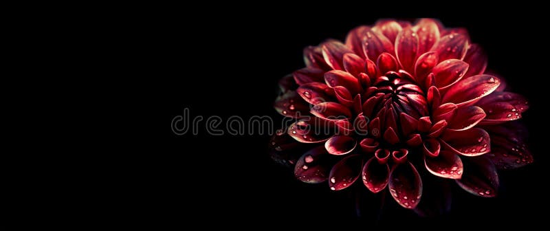 Red Blooming Chrysanthemum, Panoramic Layout Stock Illustration ...