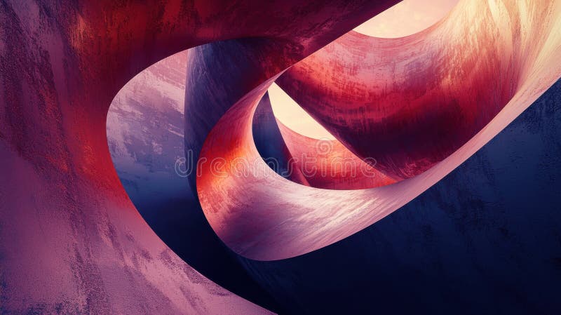 Red and Blue Abstract Painting Featuring Curved Shapes and Dynamic ...