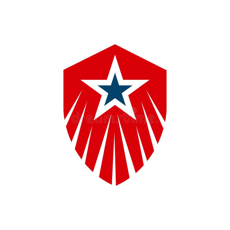 Red Blue American Star Shield Logo Design Vector Symbol and Icon ...