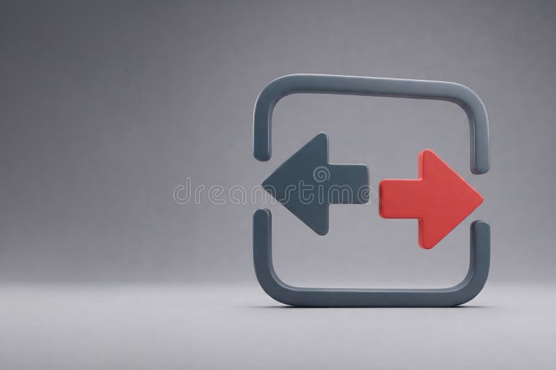 Red and Blue Arrow in Both Directions on a Gray Background. Space for ...