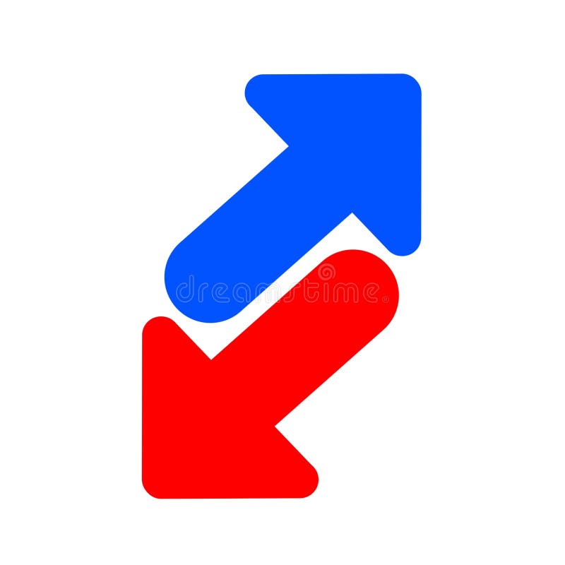 Red Blue Arrows Bi Directional Up and Down Icon, Cursor Logo. Stock ...