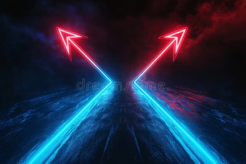 Red and Blue Arrows on Diverging Paths, Showing Contrasting Choices in ...