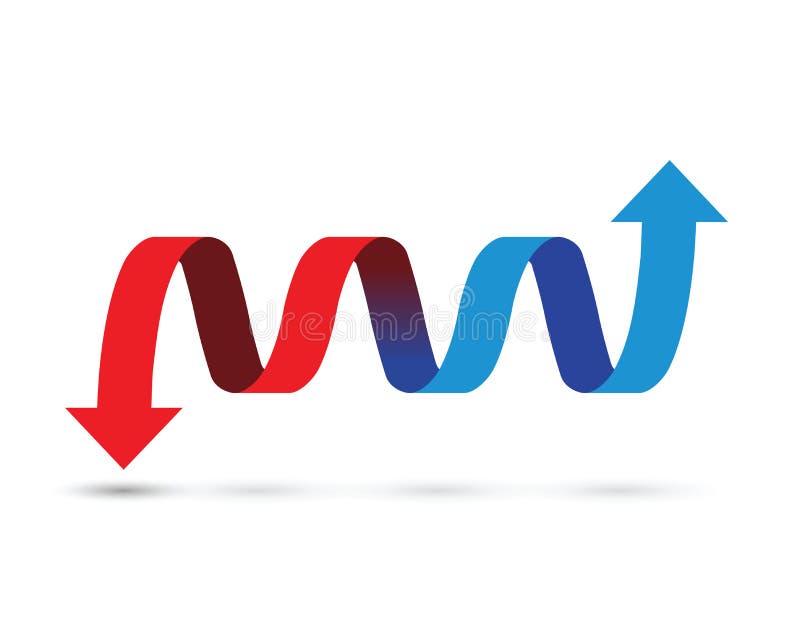 Red and blue arrows icon stock vector. Illustration of arrows - 110836763