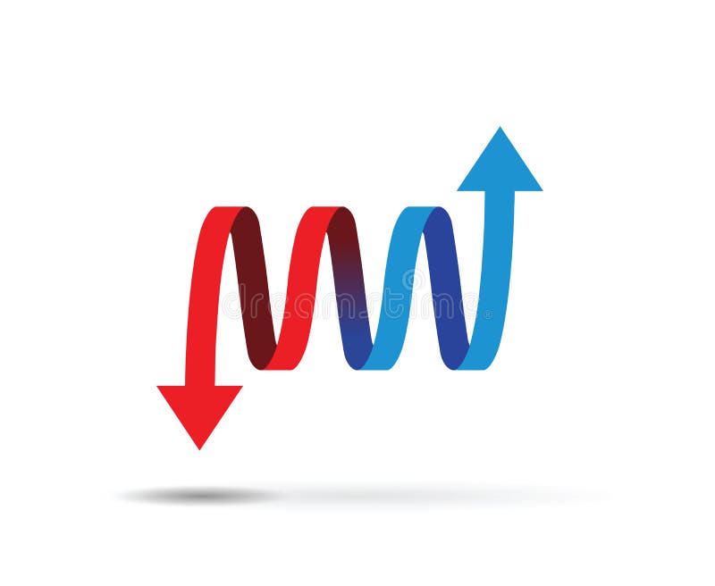 Red and blue arrows icon stock vector. Illustration of dynamic - 110836851