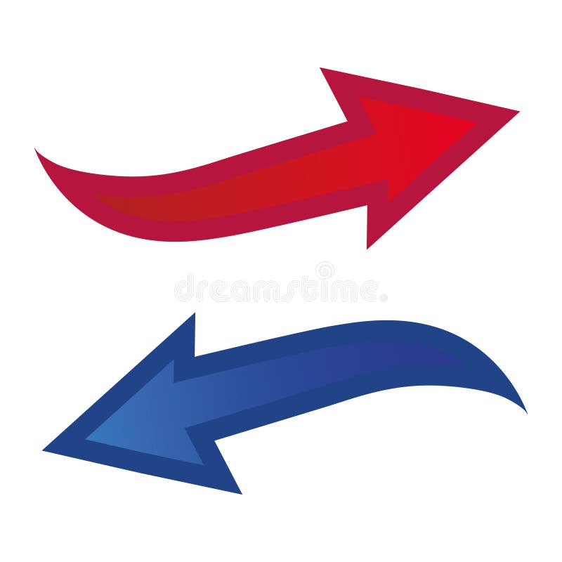 Red and Blue Arrows are Moving Towards. Arrows Sign Isolated on White ...
