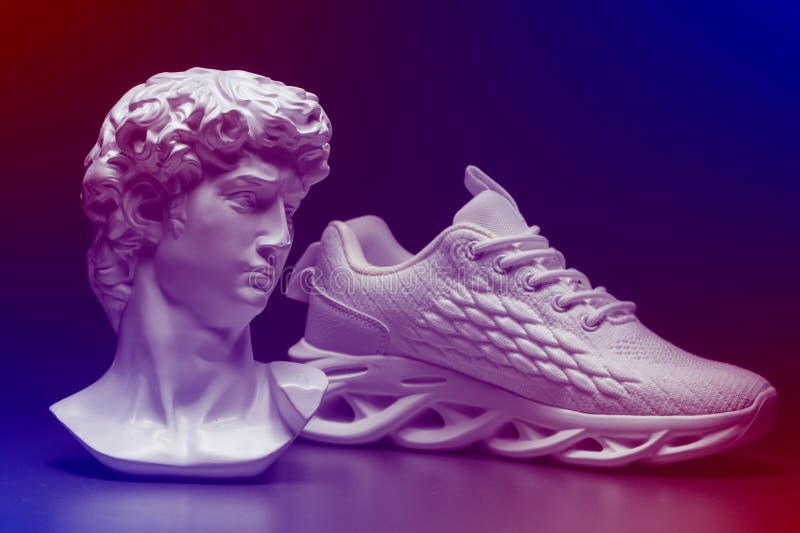 But the Red-blue Background is a Plaster Head Stock Photo - Image of ...