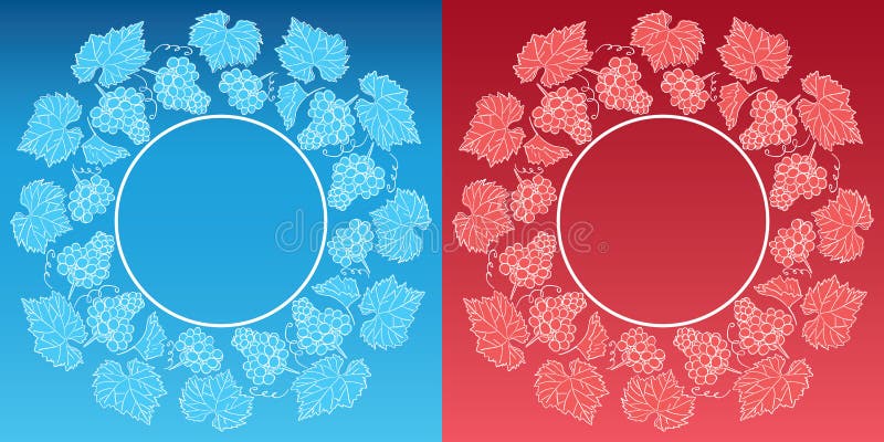 Red and Blue Backgrounds with Gradient - Vector Frames with Grapes ...