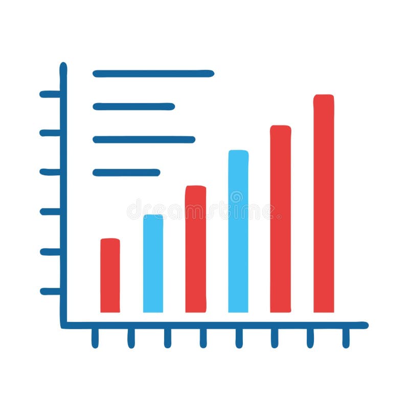 Red and Blue Bar Graph Icon in Flat Design Stock Vector - Illustration ...