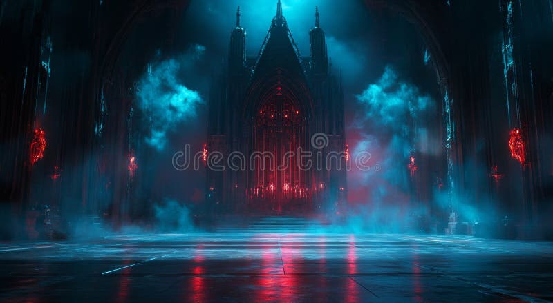 Red and Blue Beams from Dramatic Stage Lighting Provide Illumination ...