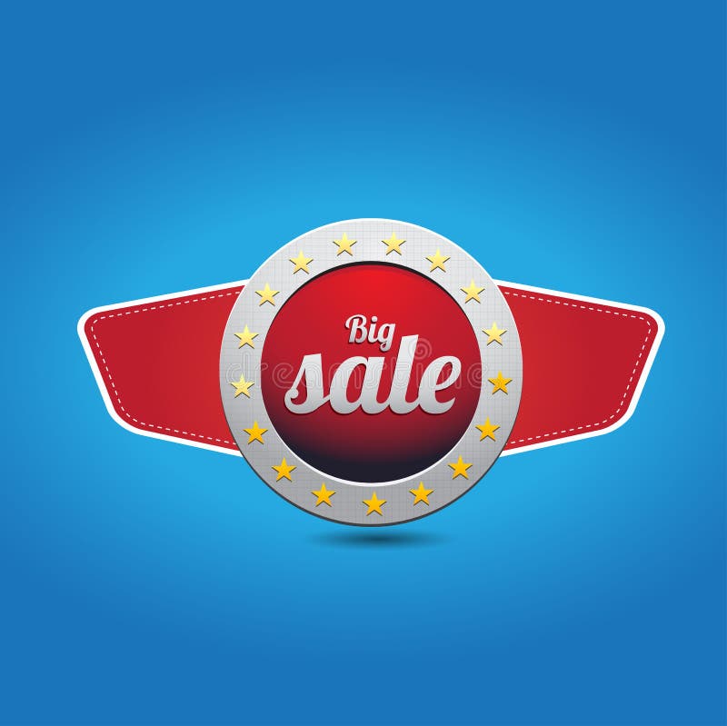 Red Blue Big Sale Button with Wings Stock Vector - Illustration of ...