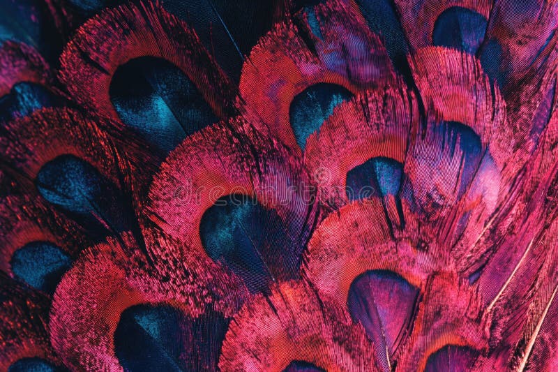 Red and Blue Bird Feathers Close Up Stock Image - Image of zoology ...