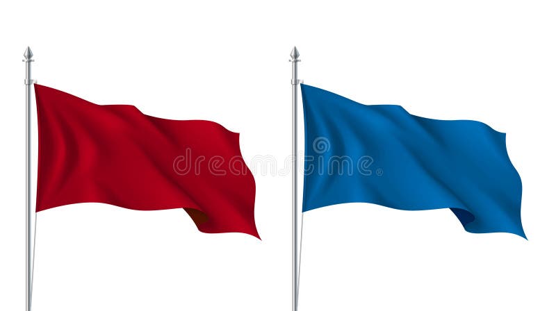 Red and Blue Blank Flags Realistic Vector Illustration Set Stock Vector ...