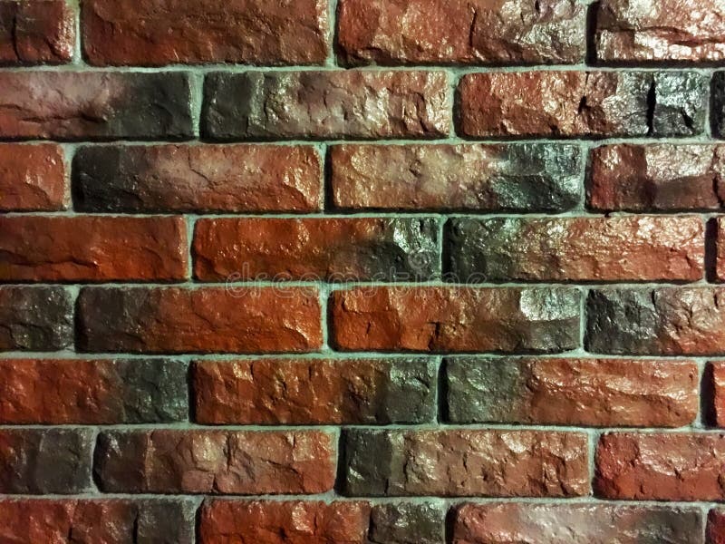 Red-blue Brick Wall Covered with Glossy Lacquer with Embroidery Stock ...