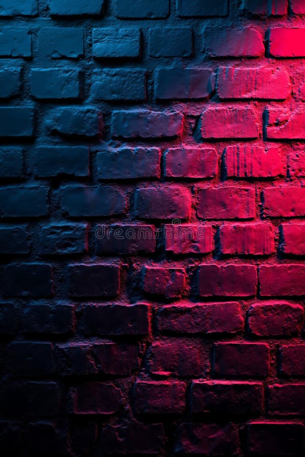 A Red and Blue Brick Wall with a Light Shining through it Stock Image ...