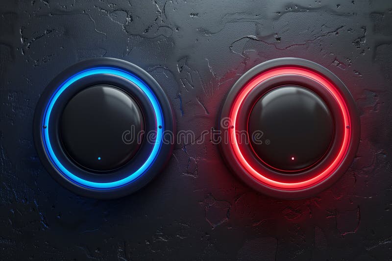 Red and Blue Button, Two Buttons, Separated Box, Digital Panel Stock ...