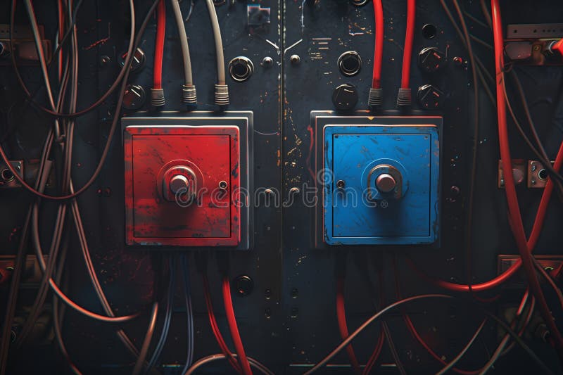 Red and Blue Button, Two Buttons, Separated Box, Digital Panel Image ...