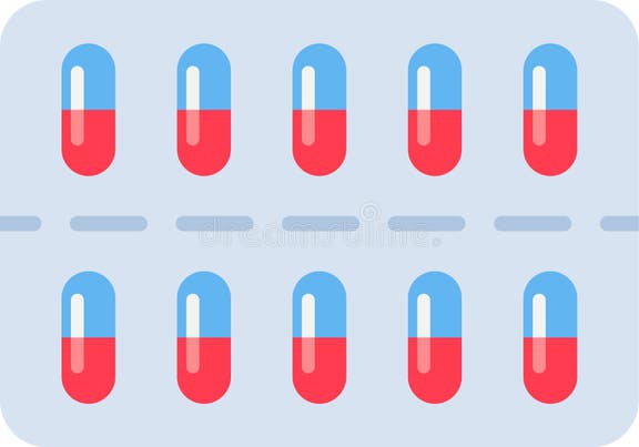 Red and Blue Capsules Arranged in a Blister Pack Represent a Common ...