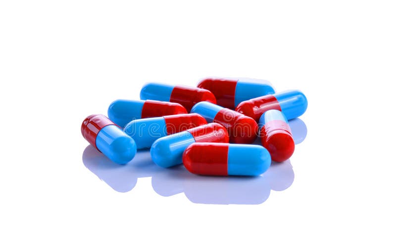 Red and blue capsules stock image. Image of closeup, pills - 65132841