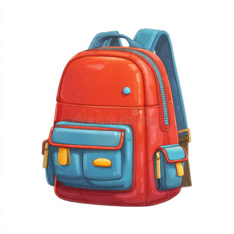 Red and Blue Cartoon Backpack Illustration Stock Illustration ...