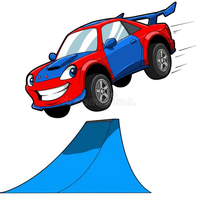 Cartoon Car Jumping Ramp Stock Illustrations – 6 Cartoon Car Jumping ...
