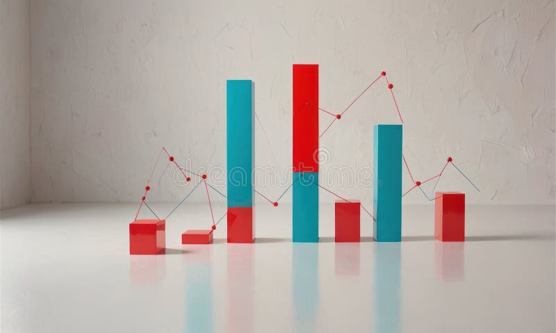 A Red and Blue Chart is Displayed on a White Surface. Stock ...