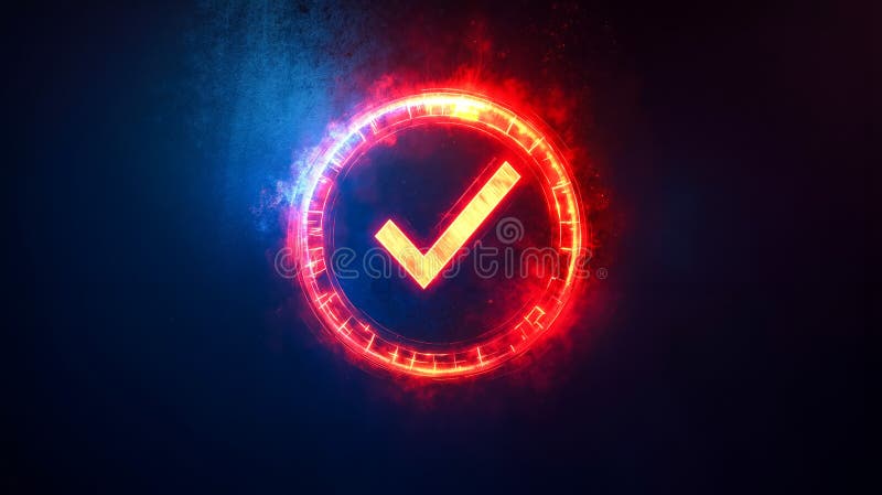 A Red and Blue Check Mark in the Middle of a Circle Stock Illustration ...