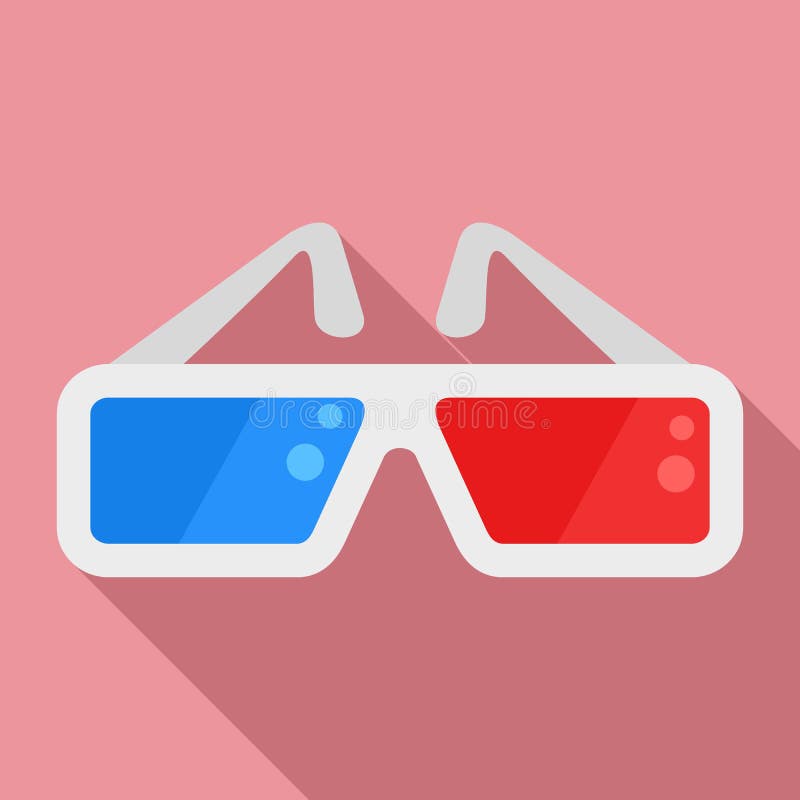Red Blue Cinema Glasses Icon, Flat Style Stock Vector - Illustration of ...