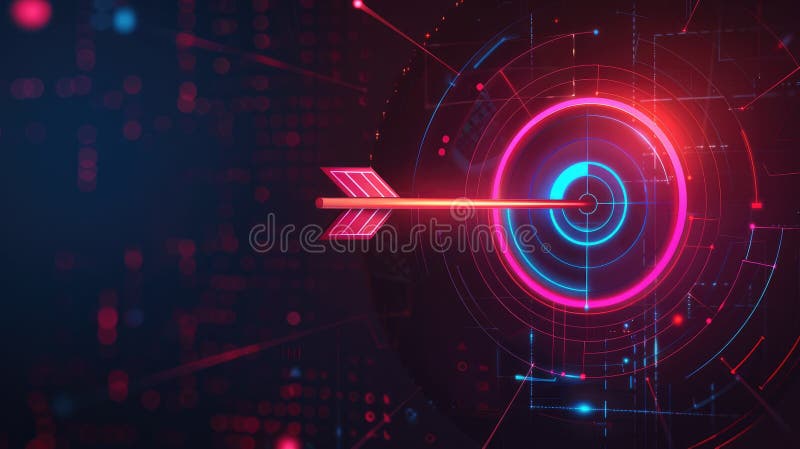 A Red and Blue Circle with a Red Arrow Pointing To it Stock ...