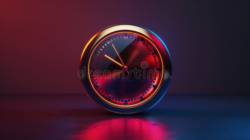 A Red and Blue Clock Sitting on Top of a Table. Ideal for Time ...