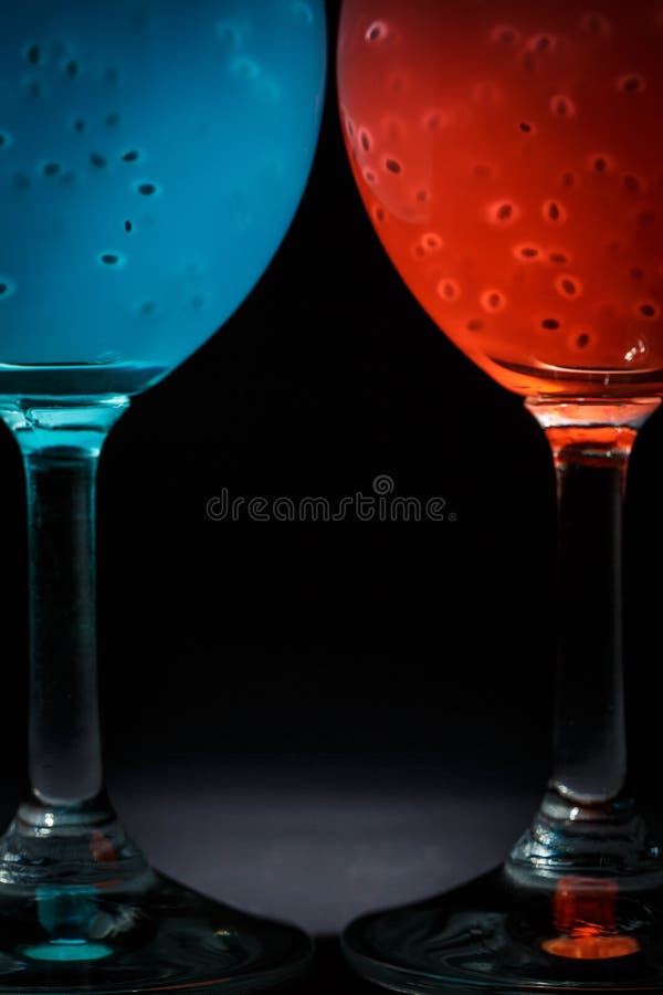Red and Blue Cocktail on a Black Background Stock Photo - Image of ...