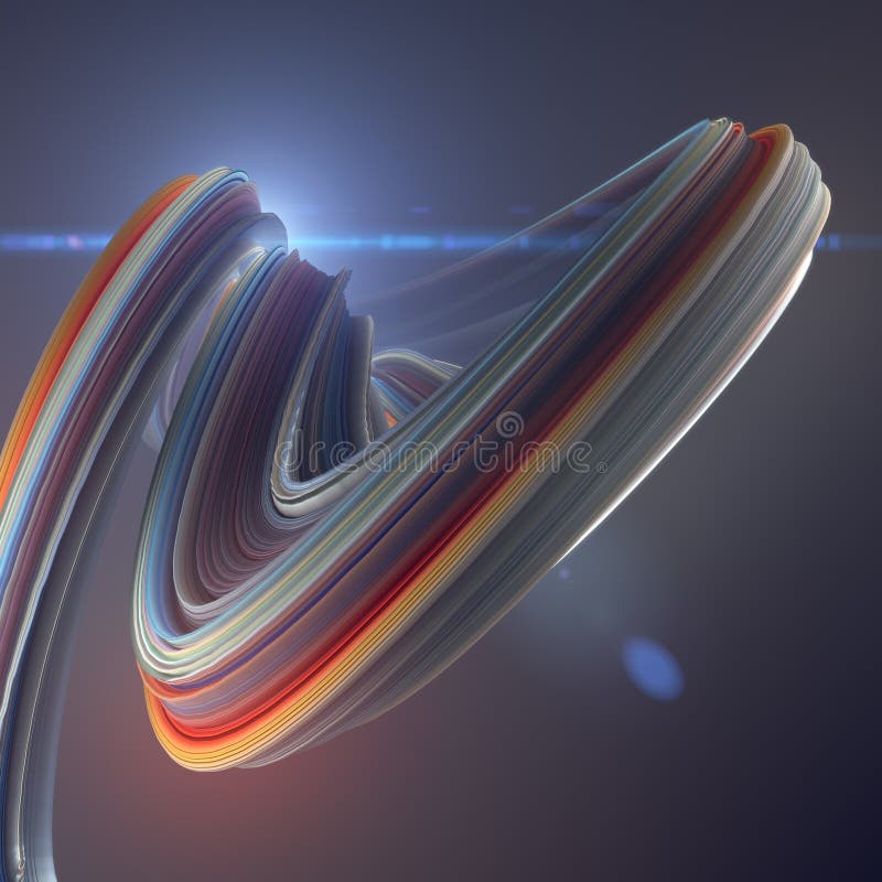 Red and Blue Colored Twisted Shape. 3D Render Illustration Stock ...