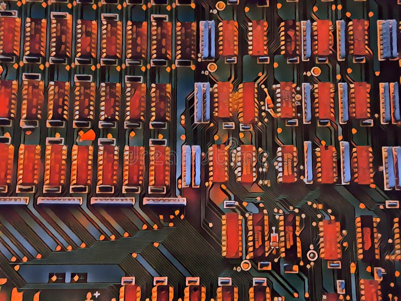 Red and Blue Coloured Plan of the City of the Future Stock Photo ...