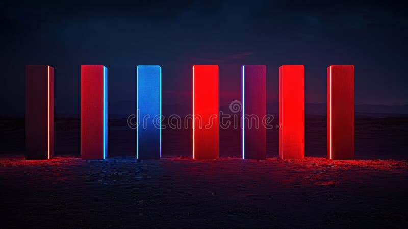 Red and Blue Columns in a Desert Stock Image - Image of color, blue ...