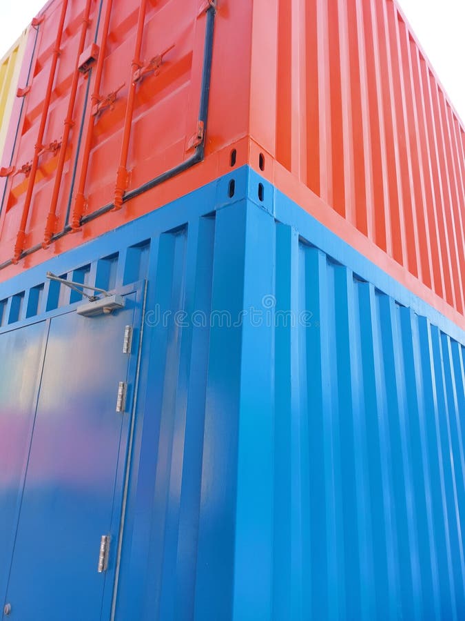 Red & blue containers stock image. Image of architecture - 260594157