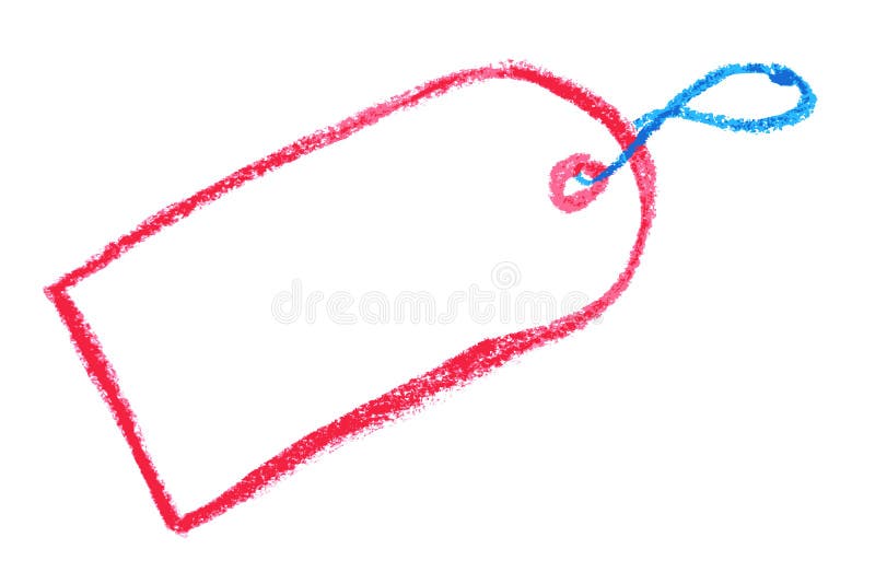 Red and Blue Crayon, Hand Draw Sketch, Blank Hanging Tag Stock Vector ...