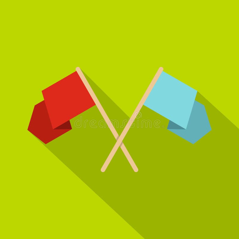 Red and Blue Flags Icon, Flat Style Stock Illustration - Illustration ...