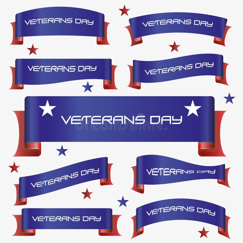 Red and Blue Curved Veterans Day Ribbon Banners Eps10 Stock Vector ...