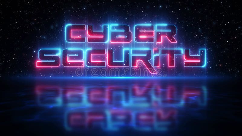 Red and Blue Cyber Security Text Lettering Neon Light Motion on Dark ...