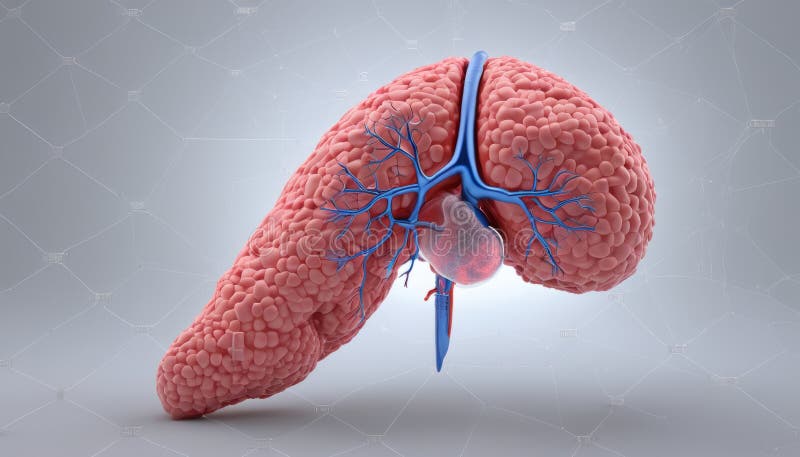 A Red and Blue 3D Model of a Liver Stock Illustration - Illustration of ...