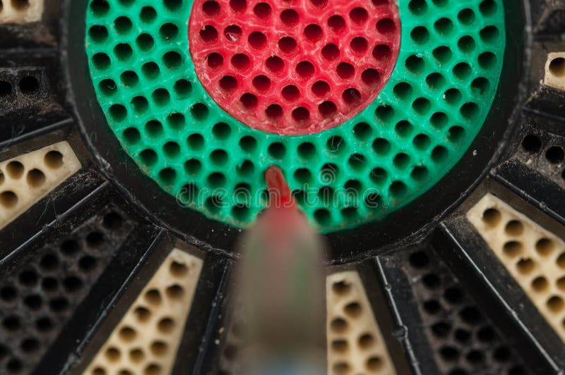Red and Blue Dart Arrrow Hitting in the Target.Darts Sport Concept ...