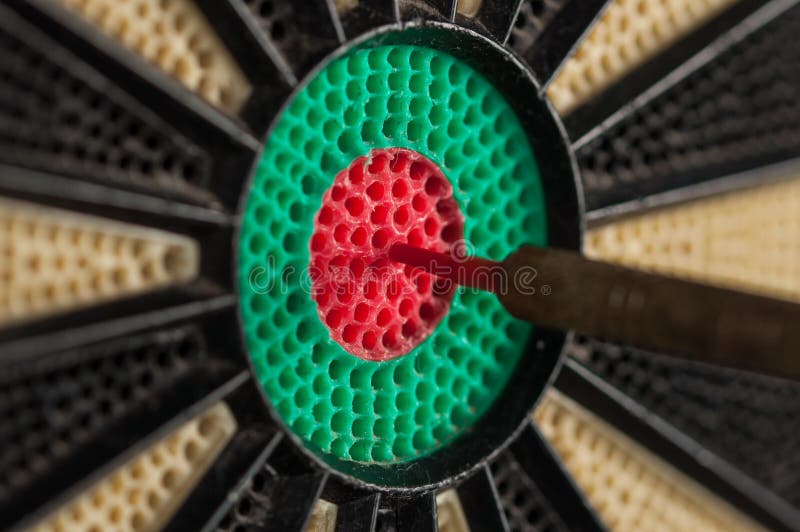 Red and Blue Dart Arrrow Hitting in the Target.Darts Sport Concept ...
