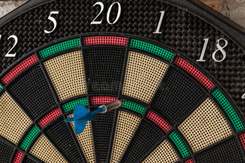 Red and Blue Dart Arrrow Hitting in the Target.Darts Sport Concept ...