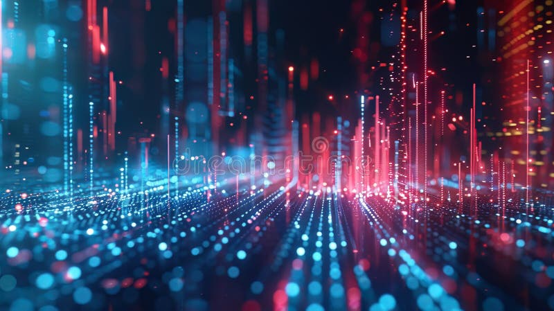 Red and Blue Data Streams with Rising Arrows the Pulse of Vibrant ...