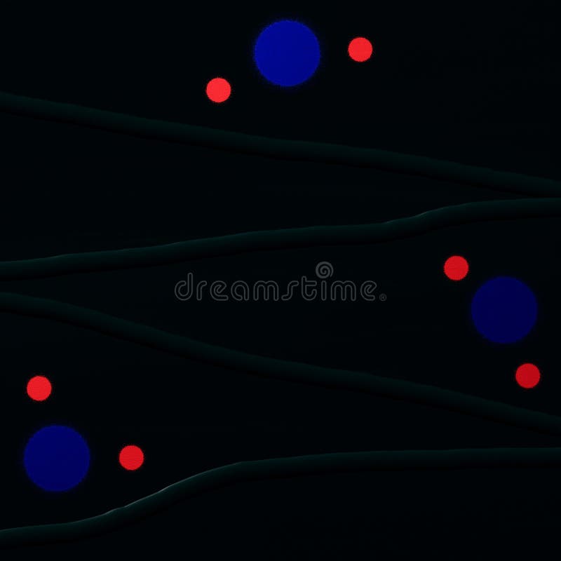 Red and Blue Dots on Black Background with Smooth Lines Stock ...