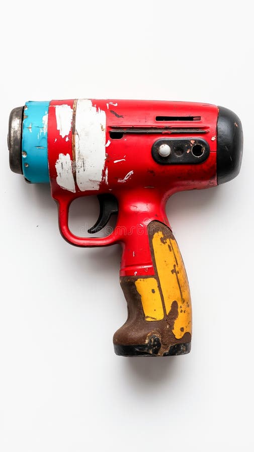 A Red and Blue Drill Sitting on Top of a White Surface Stock Image ...