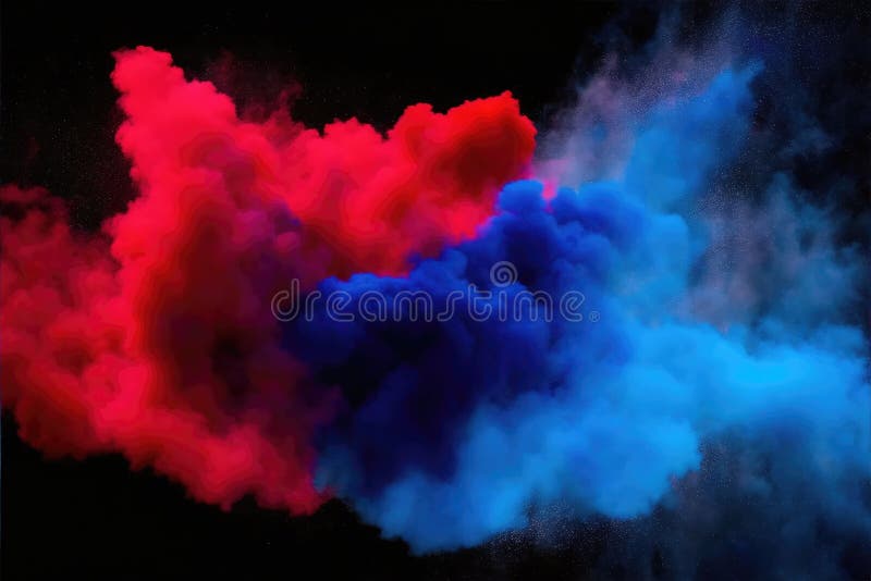 Red and Blue Dust Cloud Colliding Stock Illustration - Illustration of ...