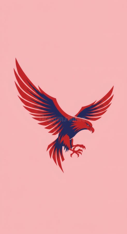 Red and Blue Eagle in Flight Design on Pink Background Stock ...